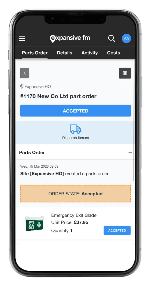 Parts Ordering via CAFM - Expansive FM